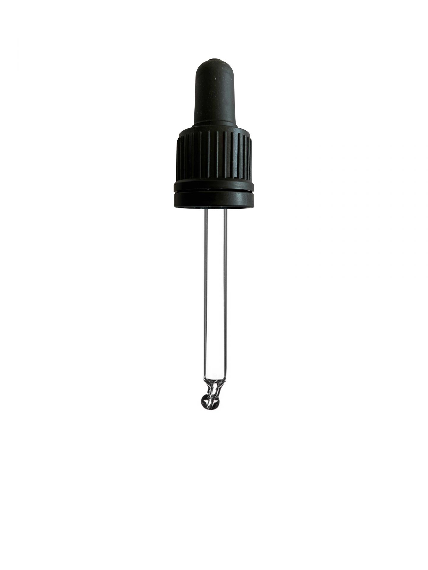 Pipette tamper evident DIN18, II, black, ribbed, bulb TPE 0.7ml, bent ...